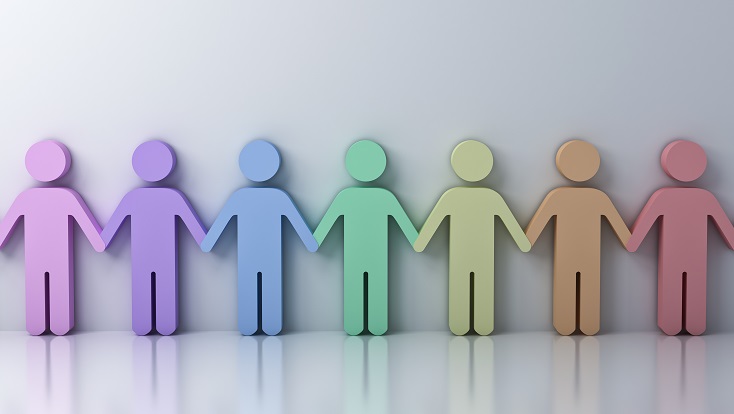 Colorful,People,Holding,Hands,On,White,Background,With,Reflections ...